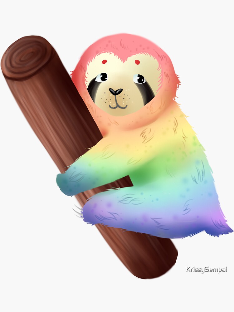 "Rainbow Sloth" Sticker by KrissySempai | Redbubble