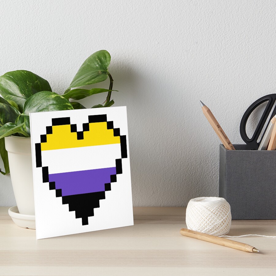 "Pixel Heart Non-Binary Pride Flag (White Background)" Art Board Print ...