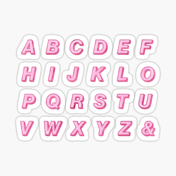 "pink pack abc alphabet pack" Sticker for Sale by summerpositif | Redbubble