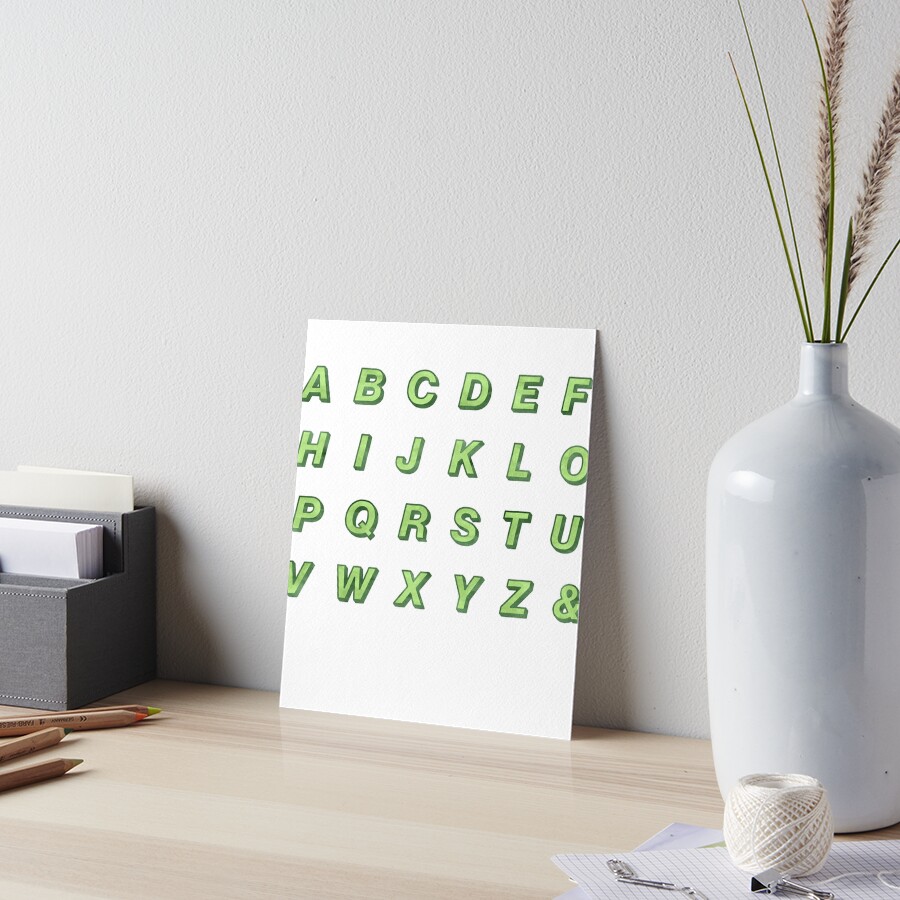 "green watercolor alphabet letters pack" Art Board Print for Sale by ...