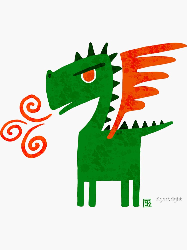 "Grumpy Dragon" Sticker for Sale by tigerbright | Redbubble