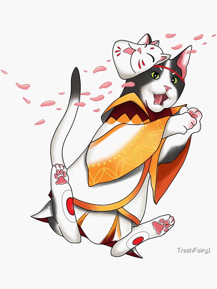 "Kitsune Cat" Sticker for Sale by TrashFairy1 | Redbubble