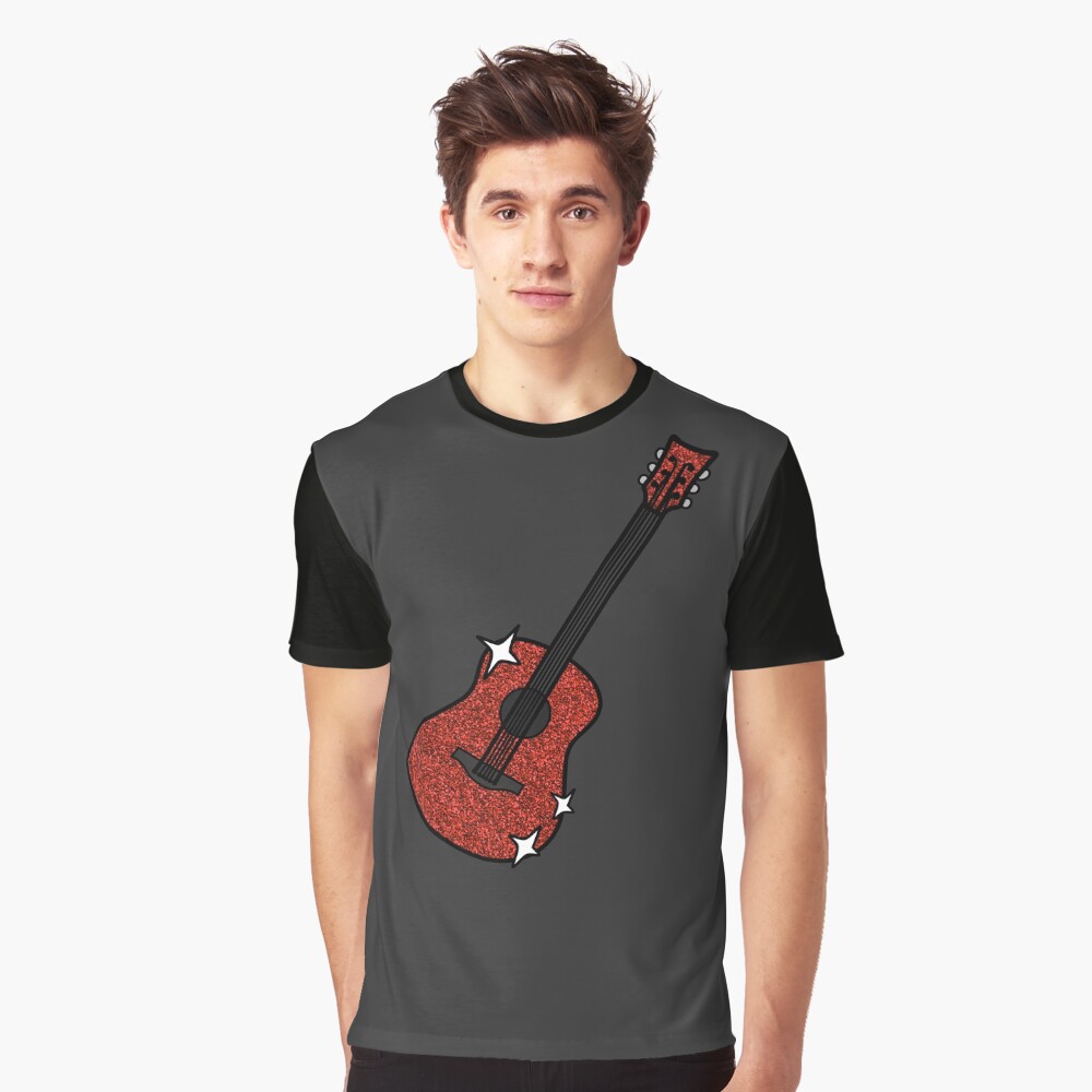 "Red Glitter Guitar" Sticker for Sale by kellylouisev | Redbubble