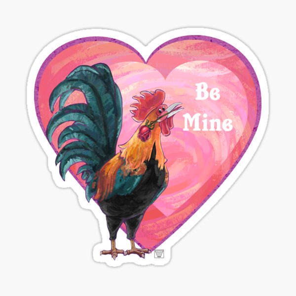 "Rooster Valentine's Day" Sticker by ImagineThatNYC | Redbubble