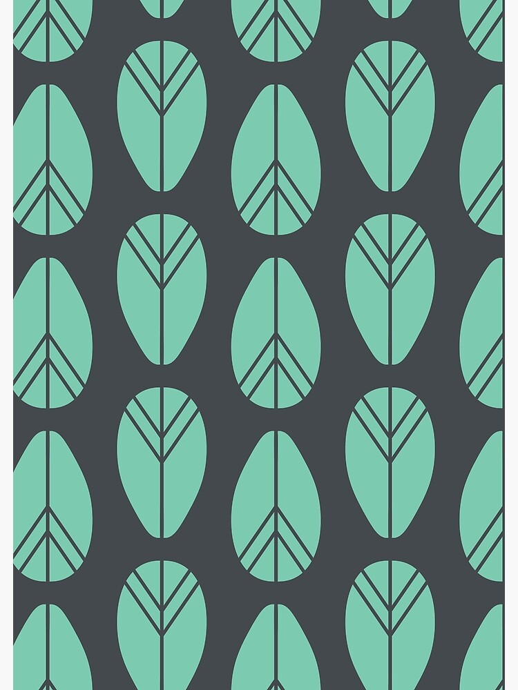 "Mid-century Leaf Pattern Teal" Poster by BAYSTALT | Redbubble