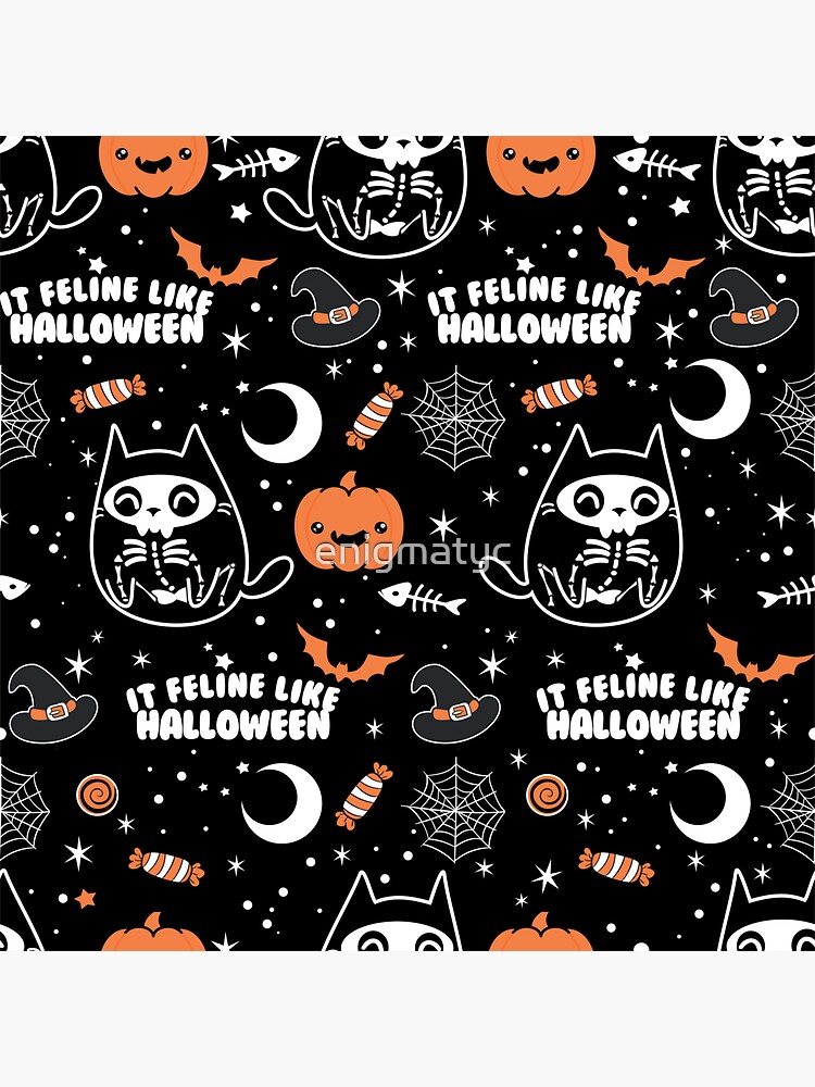 "cute spooky halloween skull cat" Sticker by enigmatyc | Redbubble