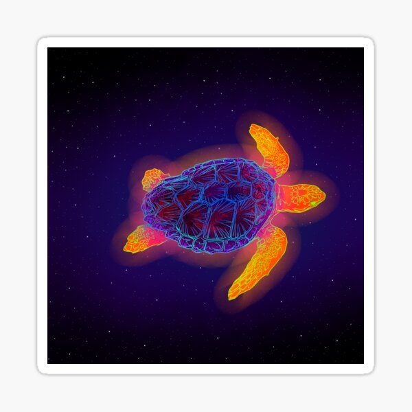 Art & Collectibles UV Reactive Firey Purple Pink Yellow Sea Turtle ...