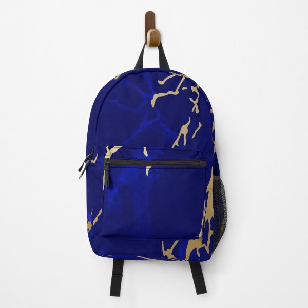 "Classic Blue Marble with Gold Texture" Backpack for Sale by Kleynard ...