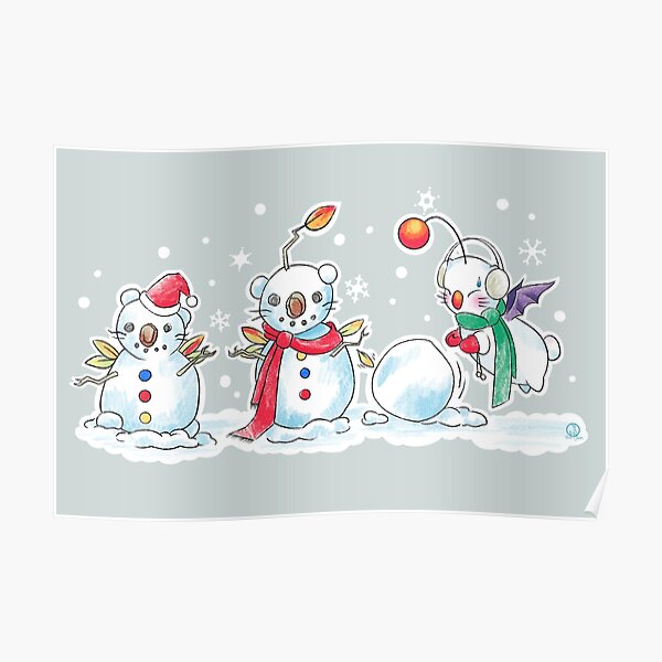 "Moogle Winter Fun - Final Fantasy Cute Holiday Snowman Design" Poster ...