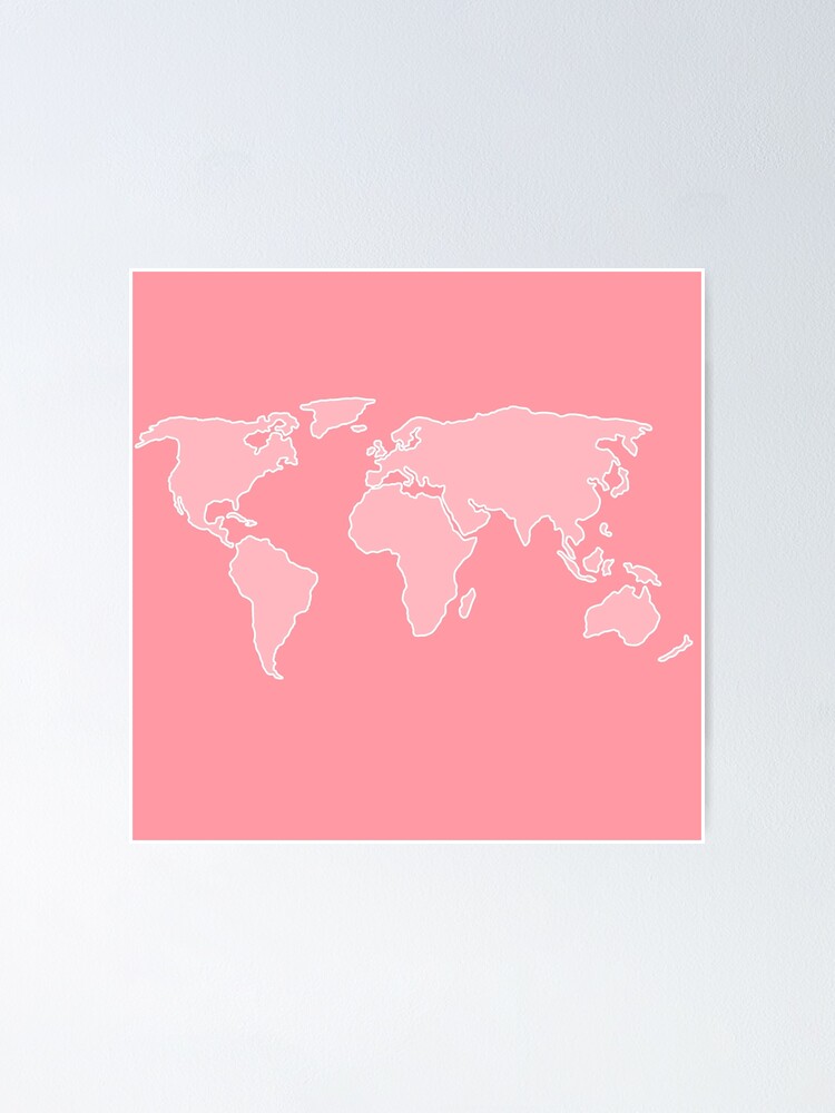 "Pink World Map" Poster by ColbyLim | Redbubble