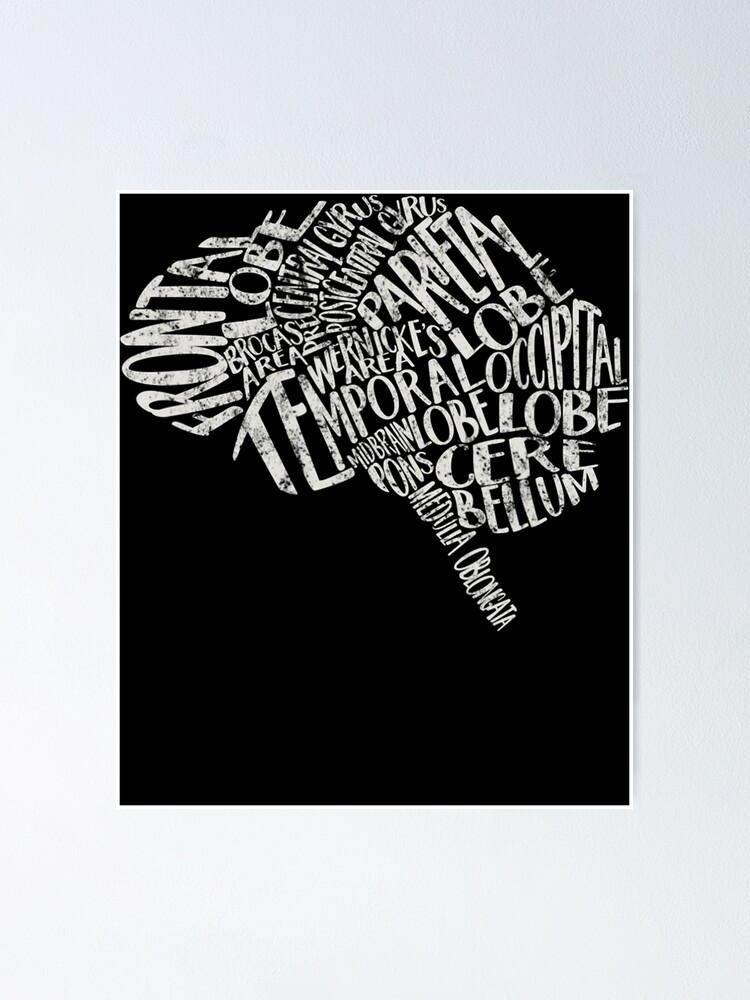 "Brain Typography Neuroscience Nurse " Poster by Castillo411 | Redbubble