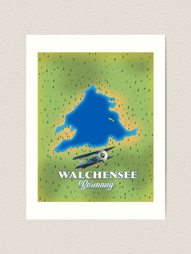 "Walchensee Germany map travel poster" Art Print by vectorwebstore ...