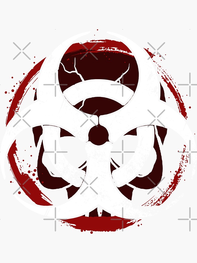 "Biohazard symbol - Skull background" Sticker by zachholmbergart ...