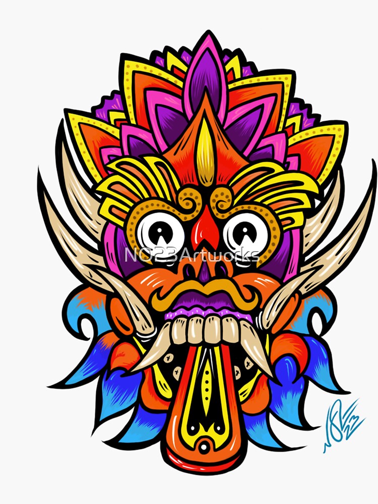"Indonesian Mask by NO23 Artworks" Sticker for Sale by NO23Artworks ...