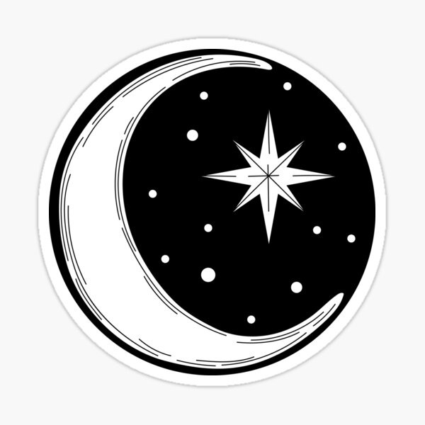 "Moon and Star in Sky Night" Sticker for Sale by danugroho | Redbubble