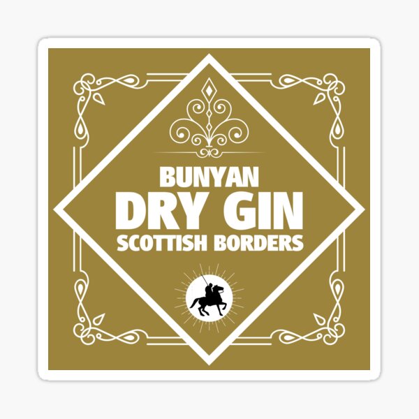 "BUNYAN GIN Label | Border Reivers" Sticker for Sale by yourscotborders ...