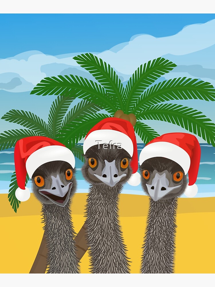 "Tropical Christmas on the beach with emu birds" Mounted Print for Sale ...