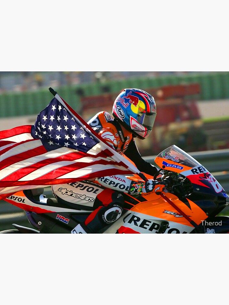 "Nicky Hayden celebrating with the American flag" Sticker for Sale by ...