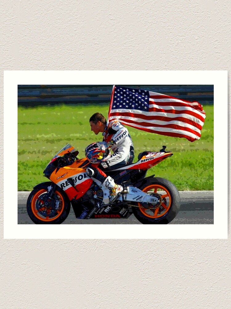 "Nicky Hayden celebrating his victory with the American flag abstract ...