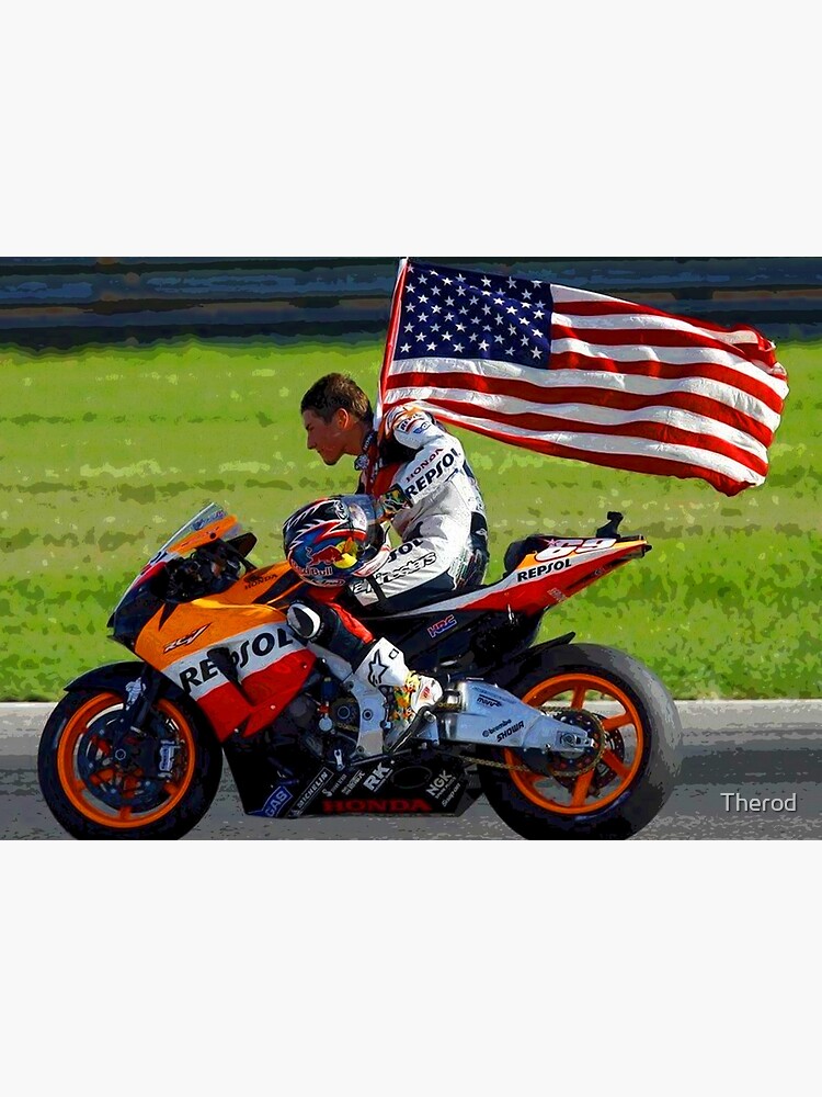 "Nicky Hayden celebrating his victory with the American flag abstract ...