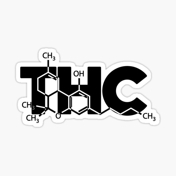 "Cannabis THC Molecule Cool 420 Weed Pot Ganja Atom Design" Sticker for ...
