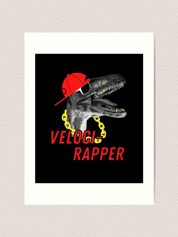 "Funny Velociraptor Velocirapper dinosaur hip hop rapper artist design ...