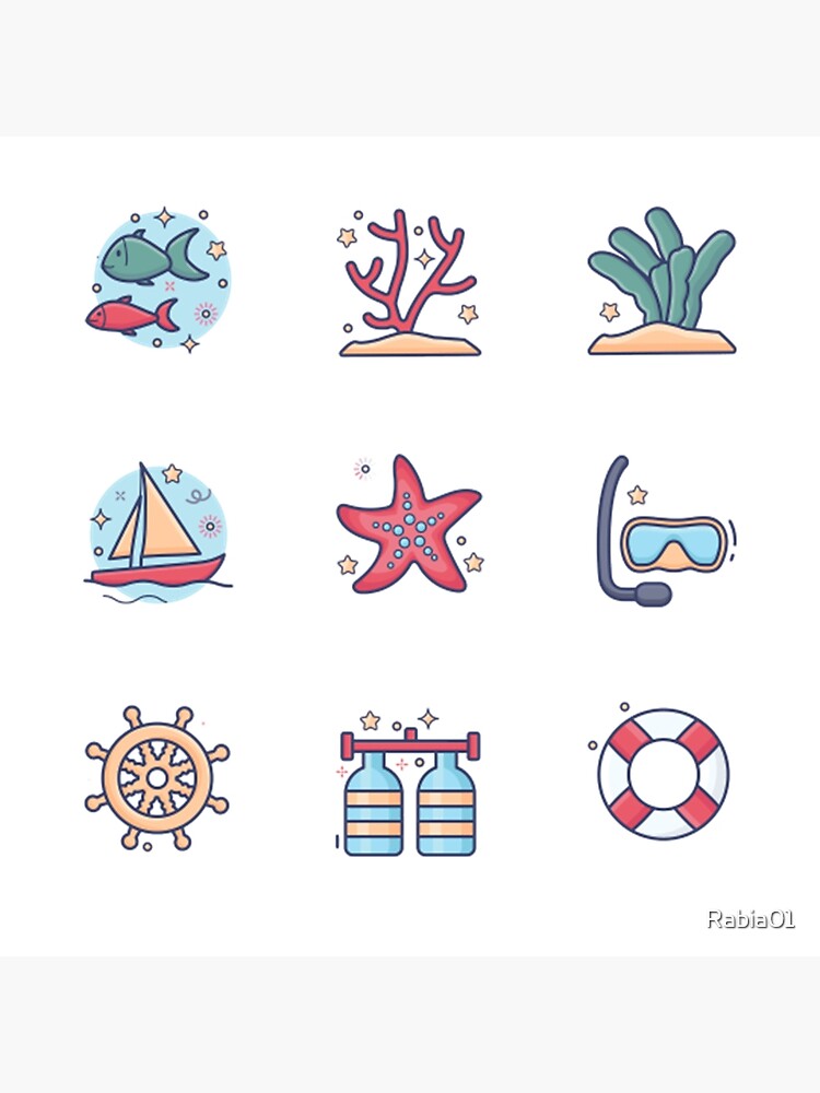 "Sea Items Pack" Poster by Rabia01 | Redbubble