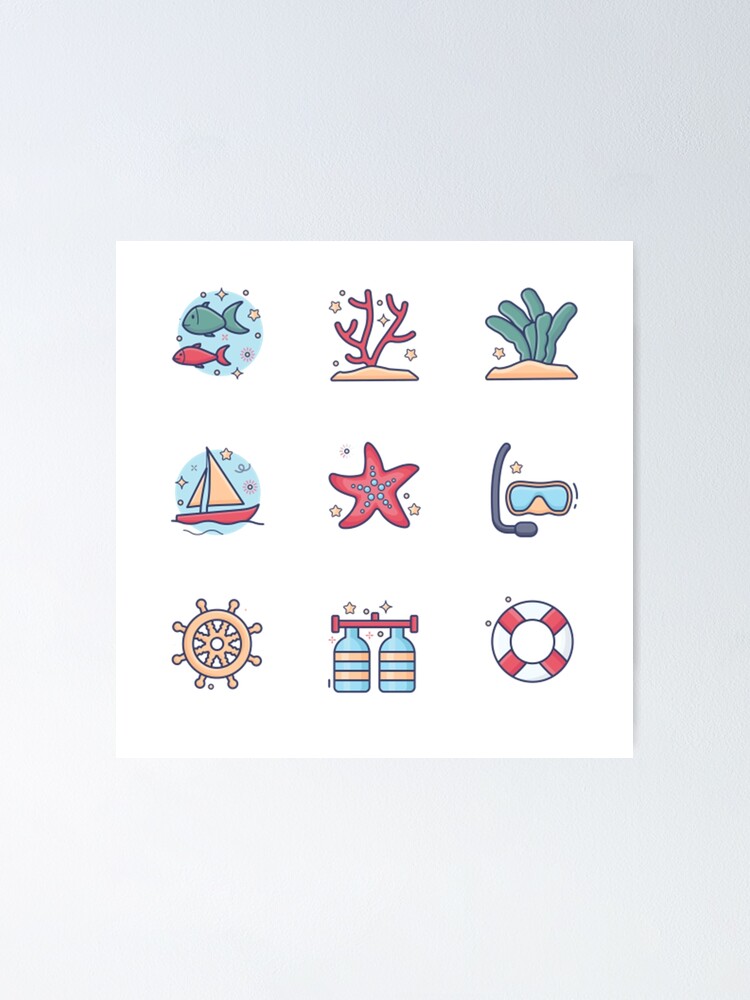 "Sea Items Pack" Poster by Rabia01 | Redbubble