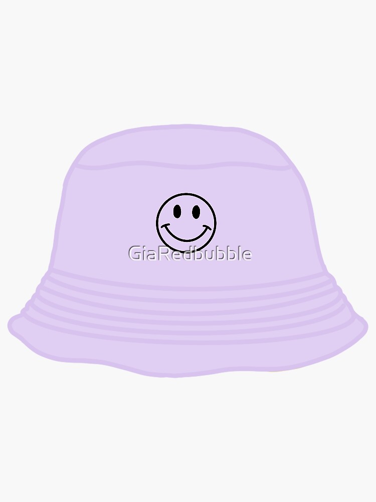 "Lavender Smiley Face Bucket Hat" Sticker by GiaRedbubble | Redbubble