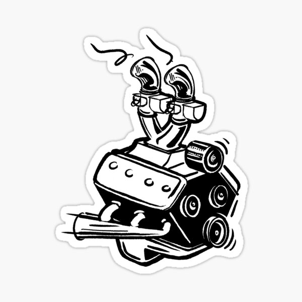 "Flathead Sketch" Sticker for Sale by walts-speedshop | Redbubble