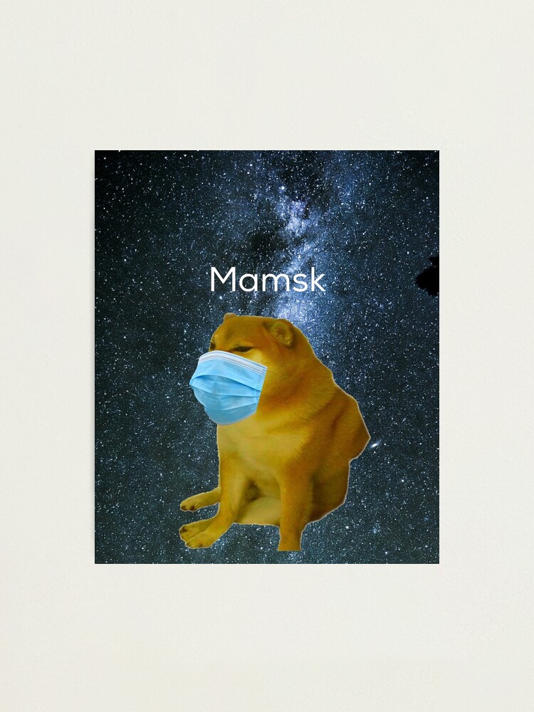 "Full Body Cheems Wearing a Mask in Space" Photographic Print for Sale ...