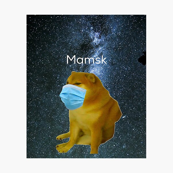 "Full Body Cheems Wearing a Mask in Space" Photographic Print for Sale ...