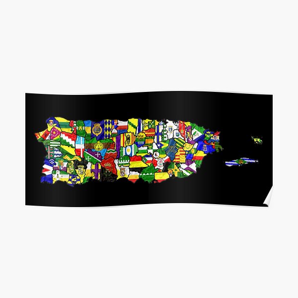"Patria Mia Puerto Rico Flags Map" Poster by liamaris | Redbubble