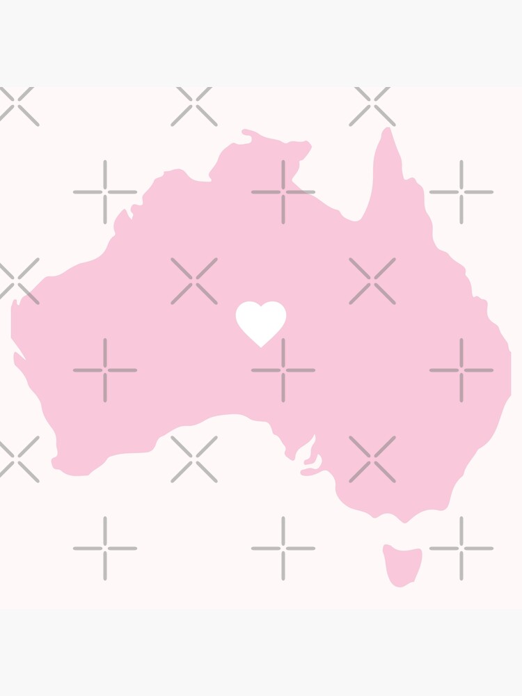 "Soft Pink Aesthetic Map of Australia, I love Australia" Poster by ...