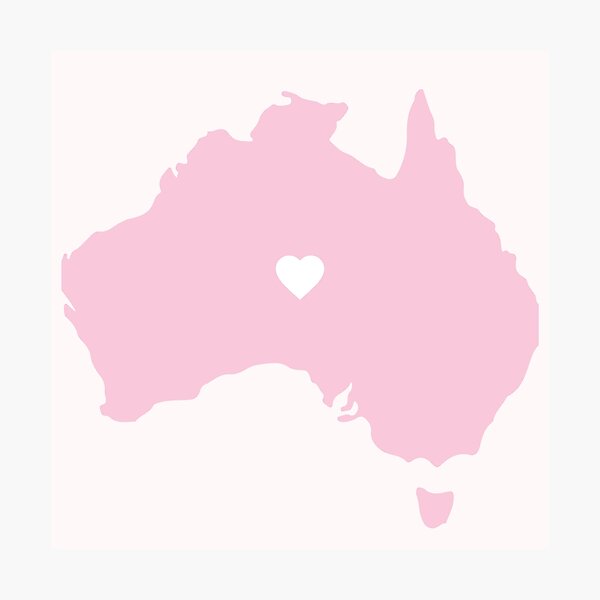 "Soft Pink Aesthetic Map of Australia, I love Australia" Photographic ...