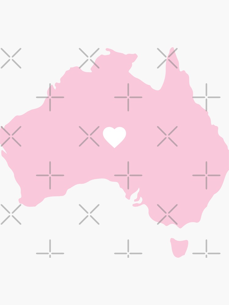 "Soft Pink Aesthetic Map of Australia, I love Australia" Sticker for ...