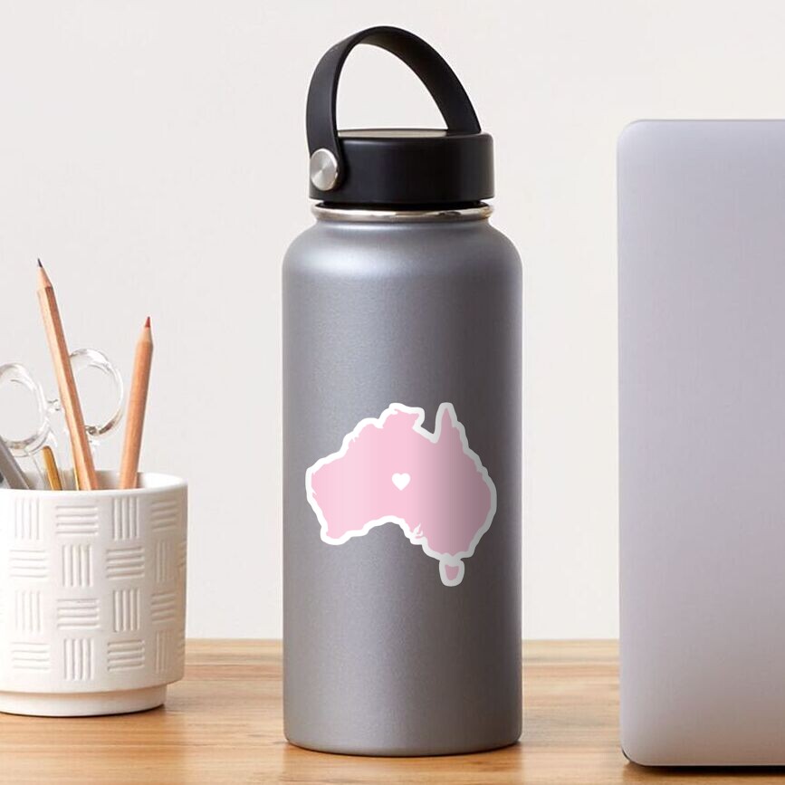 "Soft Pink Aesthetic Map of Australia, I love Australia" Sticker for ...