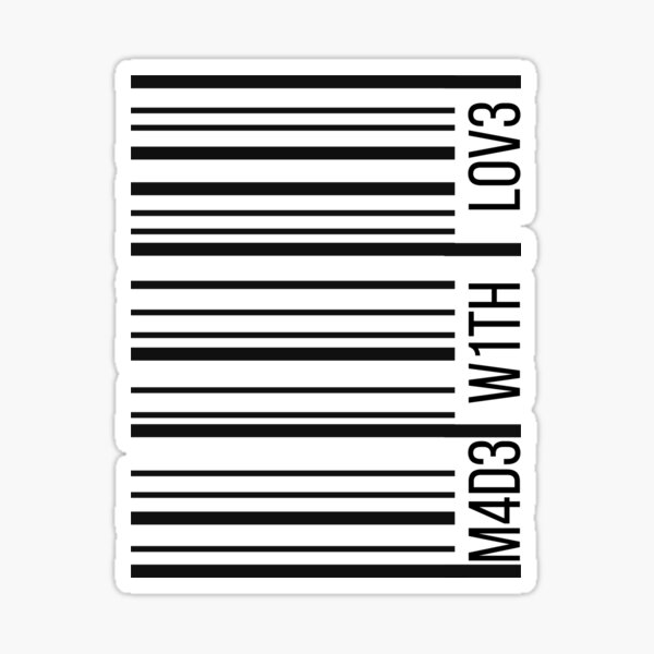 "Made with Love Barcode vertical, fun person, hilarious, comical shirt ...