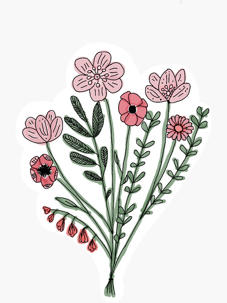 "simple flower bundle " Sticker for Sale by ArtByShimaa | Redbubble