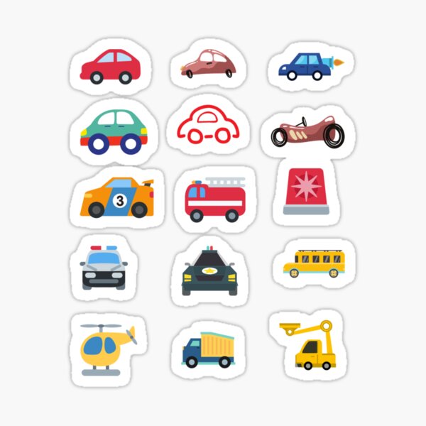 "Cartoon cars design " Sticker for Sale by Nessytees | Redbubble