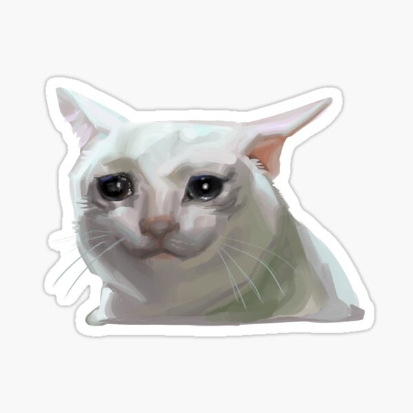 "crying sad cat" Sticker by Evumango | Redbubble