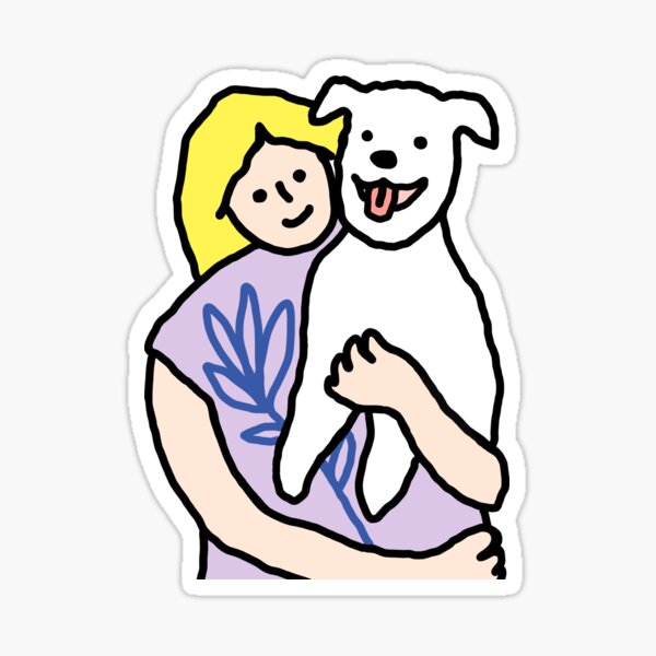 "Girl hugging Dog" Sticker for Sale by YuzAart | Redbubble