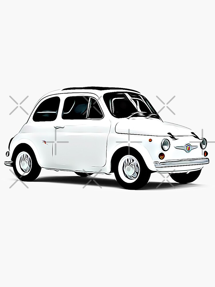 "Fiat 500 Cartoon" Sticker for Sale by Auto-Prints | Redbubble