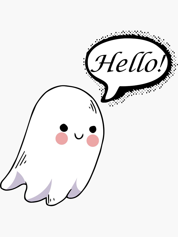 "Cute ghost say hello " Sticker for Sale by Basam32 | Redbubble
