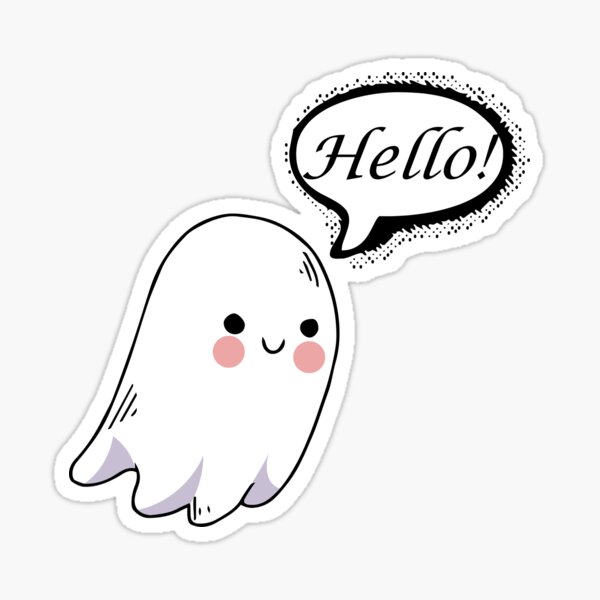 "Cute ghost say hello " Sticker for Sale by Basam32 | Redbubble