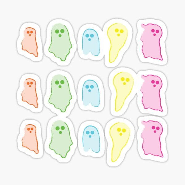 "Neon Ghosts - White background" Sticker for Sale by EszterKate | Redbubble