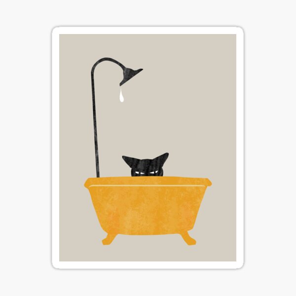 "cat hate to showers" Sticker for Sale by Lexthellamasart | Redbubble