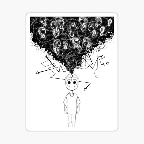 "Manic smile. Overthinking" Sticker for Sale by Dragon-scale | Redbubble