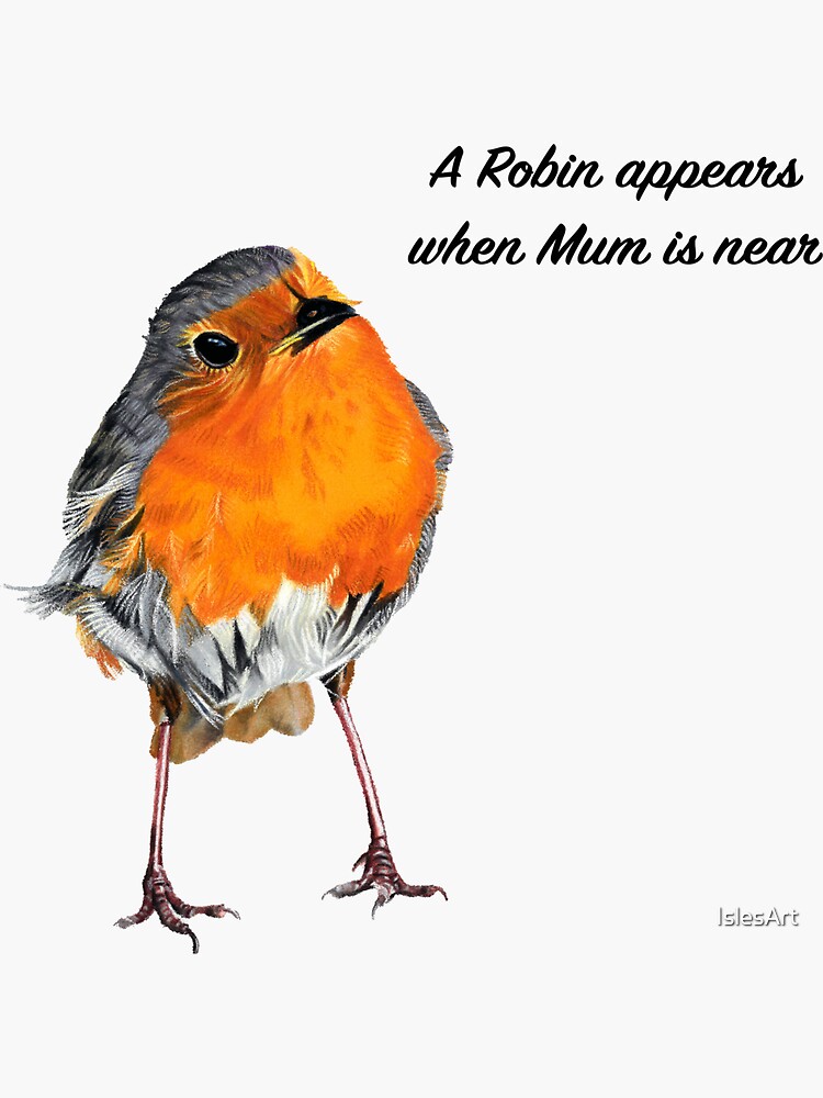 "A Robin appears when Mum is near" Sticker by IslesArt | Redbubble