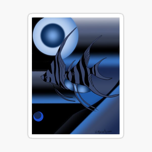 "Blue Tropical Angelfish" Sticker for Sale by HMoriartyStudio | Redbubble